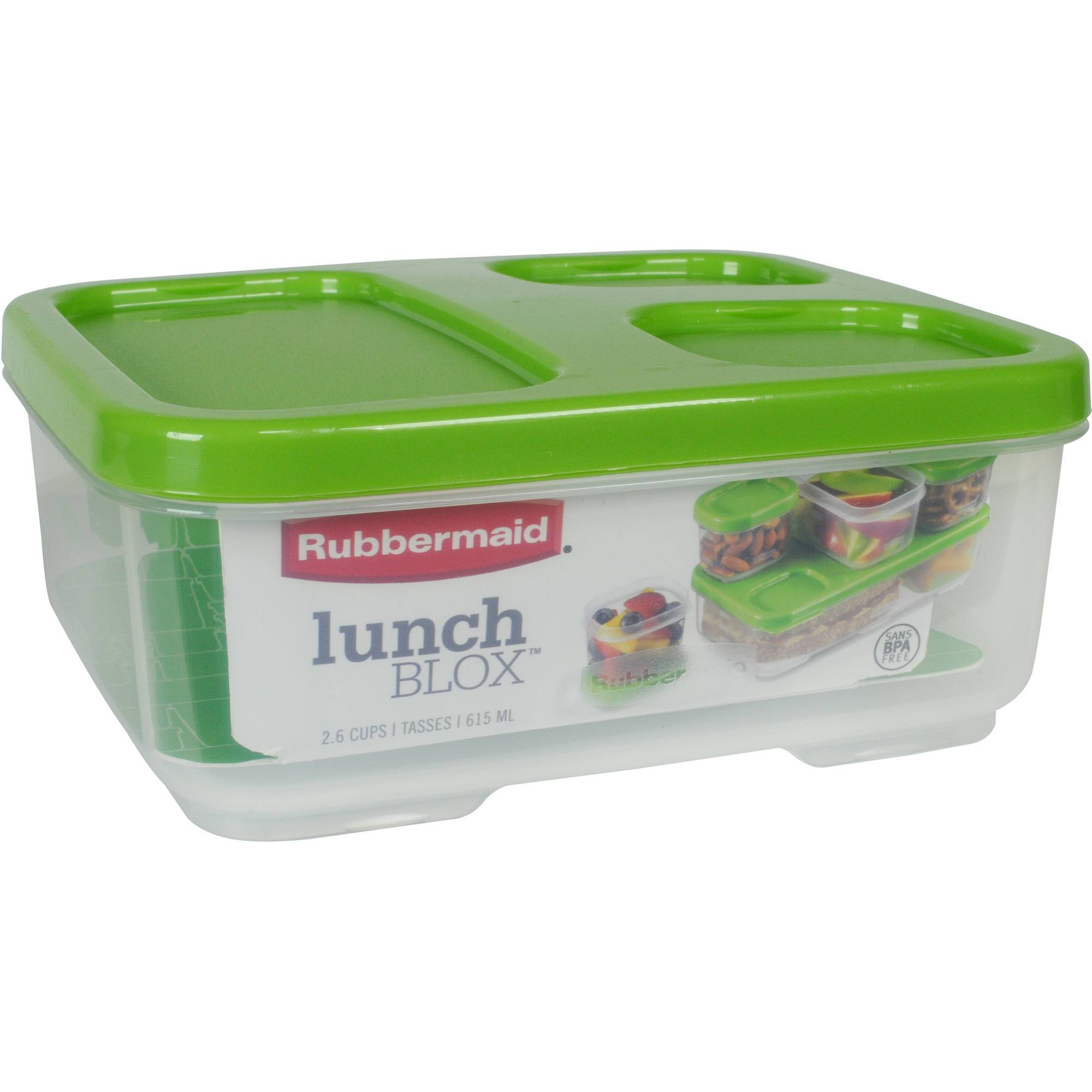 Rubbermaid Lunch Blox Food Container - 4 Cups, 615ml, Green & Transpar ...